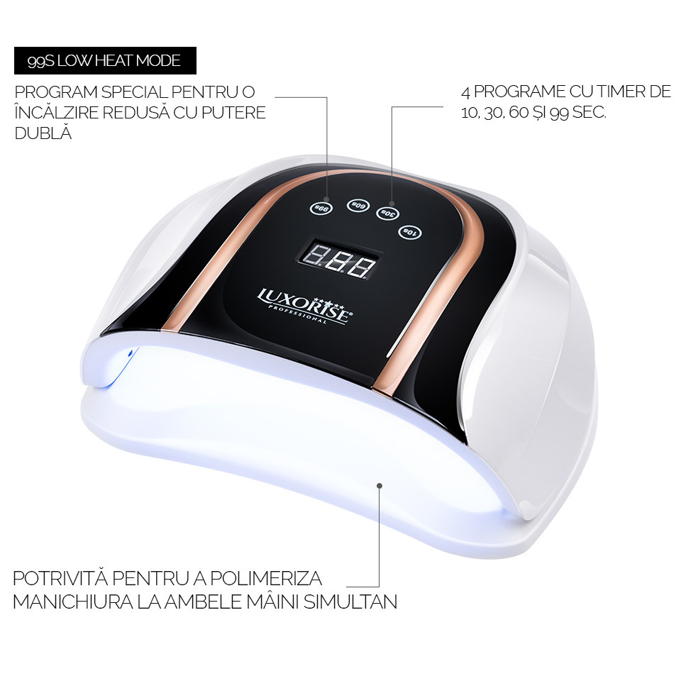 Lampa UV LED pentru doua maini 140W INFINITY PRO - LUXORISE , White