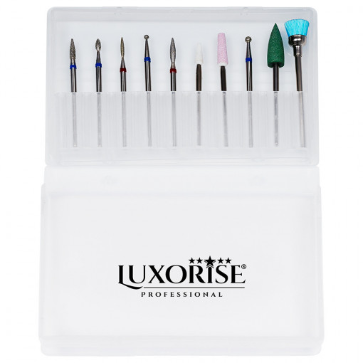 Set Bituri Freza Unghii LUXORISE, 10 buc