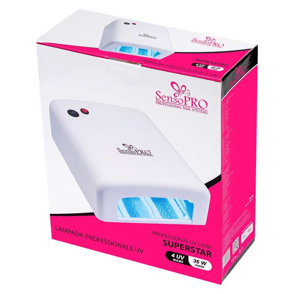 Lampa UV 36W cu 4 Neoane si Timer SUPERSTAR, Alb - SensoPRO Italia